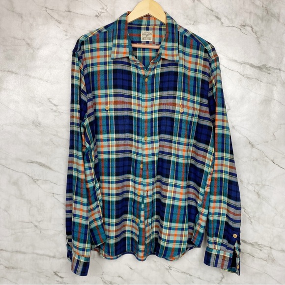 J. Crew | Shirts | J Crew Xl Slim Fit Flannel Shirt Long Sleeve Button Up Red Blue Plaid | Poshmark